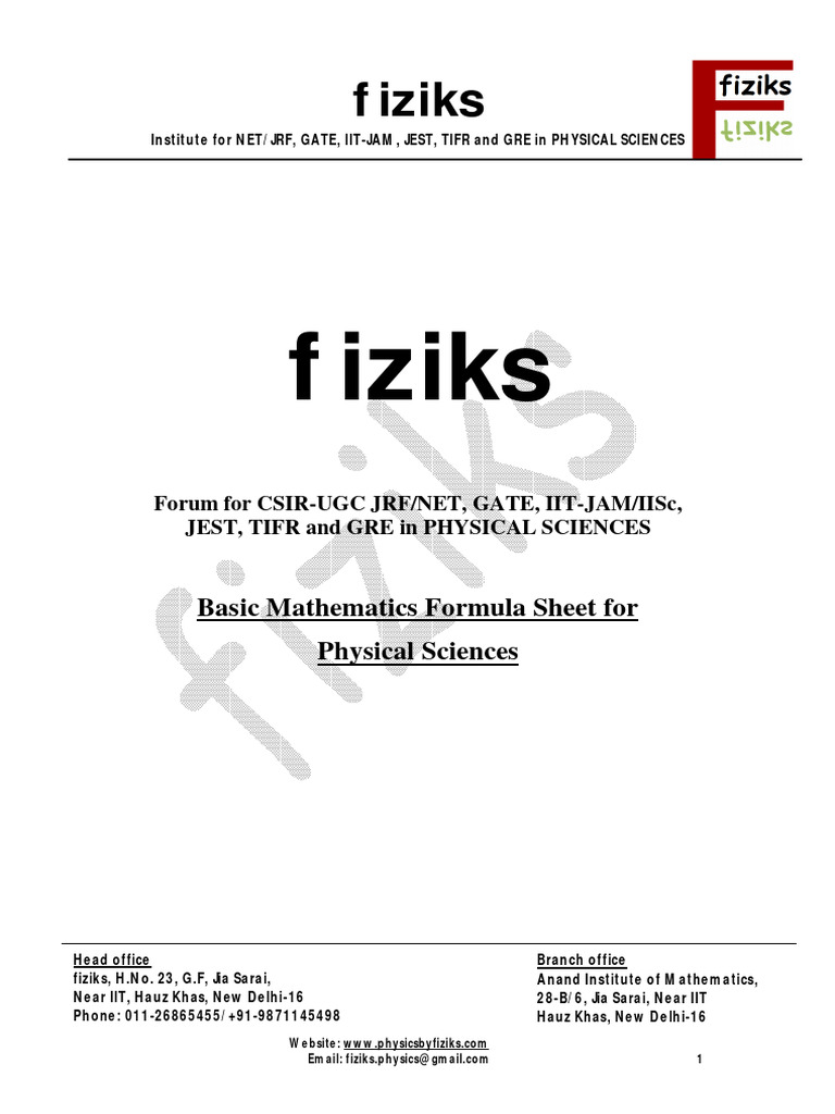 Mathematics Formula Sheet | PDF | Sine | Maxima And Minima