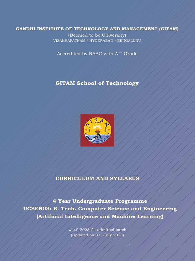 B.Tech CSE AIML 2023 24 - 0 | PDF | Engineering | Mathematics