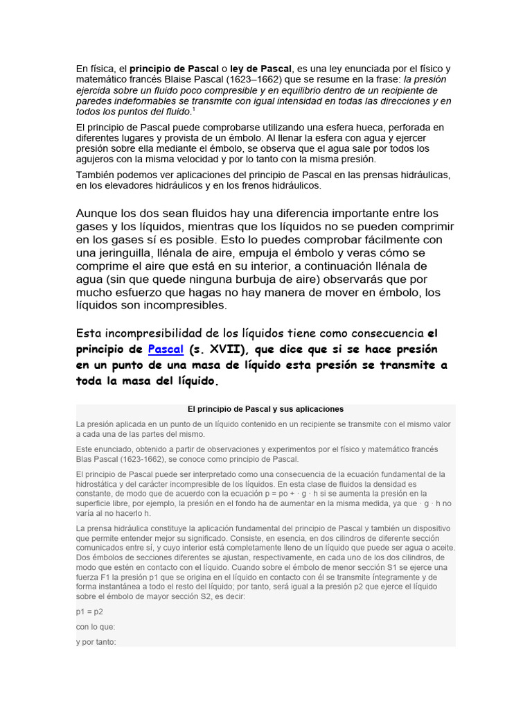 Ley de Pascal | PDF | Mecánica de Medios Continuos | Materia suave