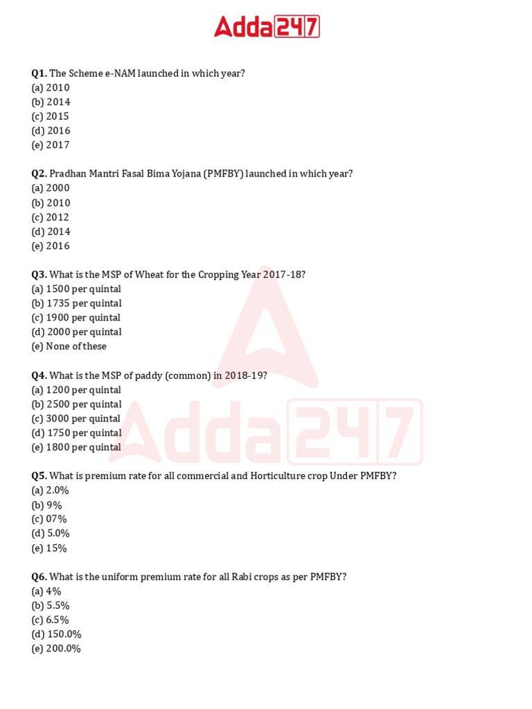 IBPS SO Agriculture Field Officer AFO Mains 2019 Memory Based 1 | PDF | Cost Of Living | Agriculture