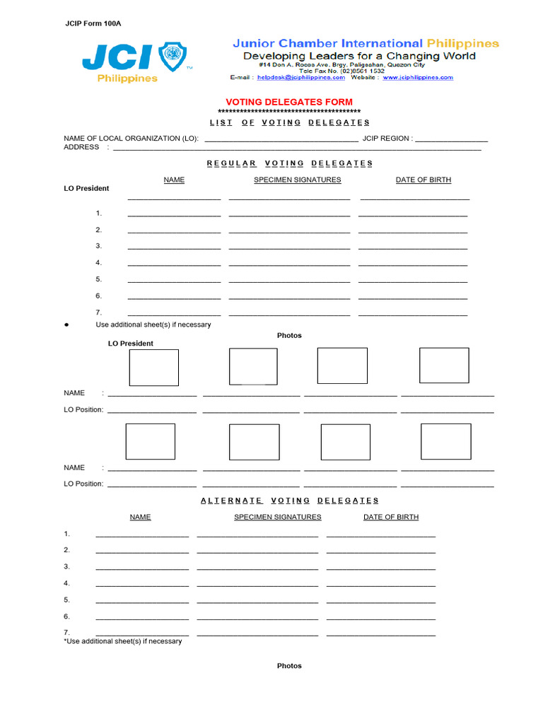 2024 Voting Delegates Form | PDF | Government