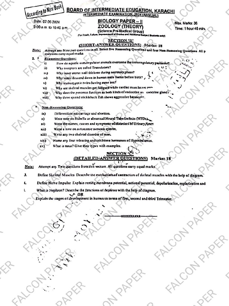 Falcon Paper Zoology Paper Solve | PDF