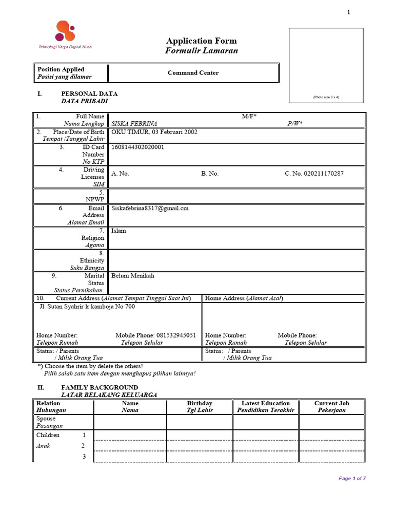Applicant Form | PDF