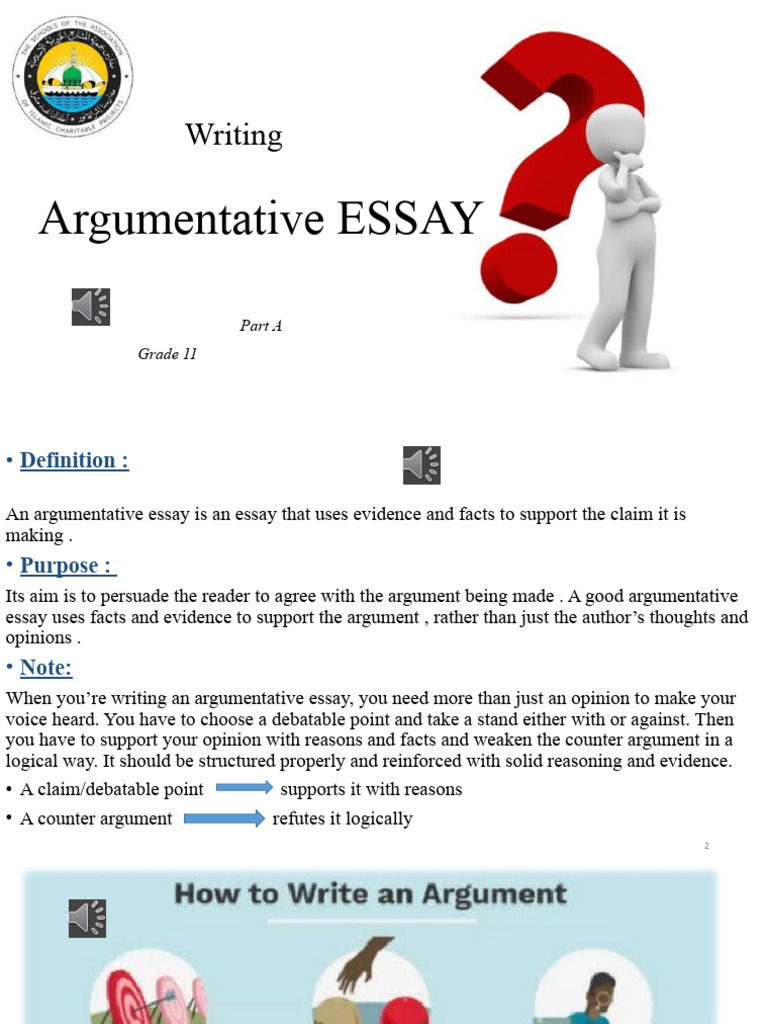 English Gr11 Writing 1-Argumentation S18 | PDF | Essays | Argument