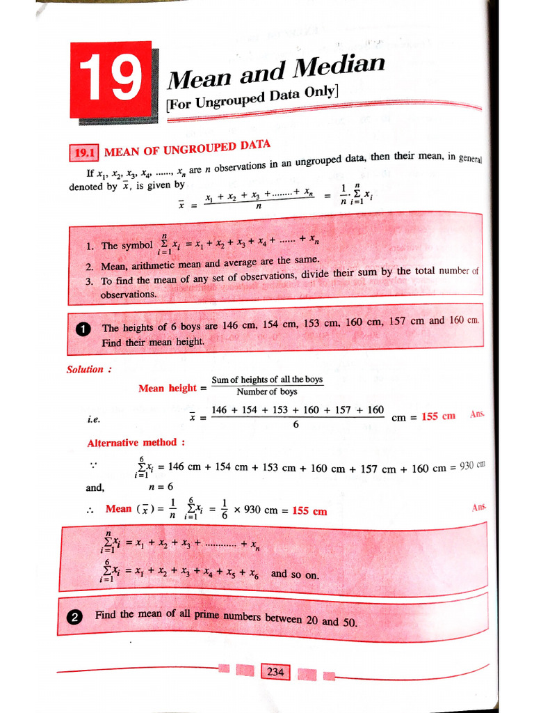 9 Chapter 19 Mean and Median | PDF