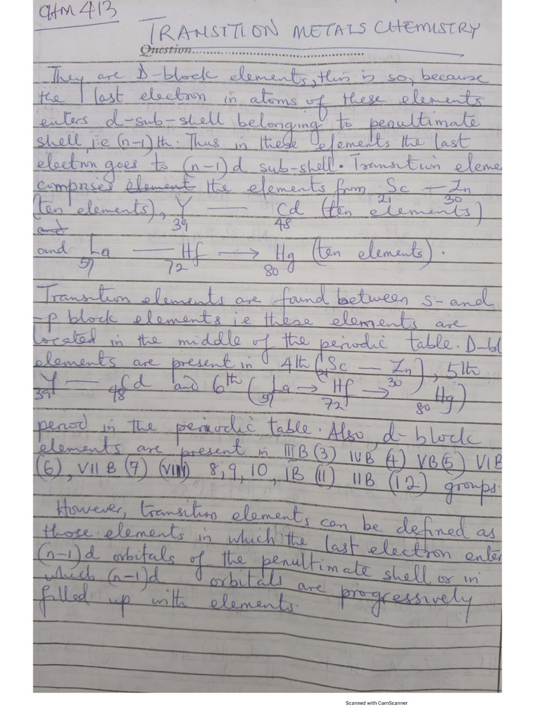 CHM 413 DR Olagboye Sen Bisong | PDF