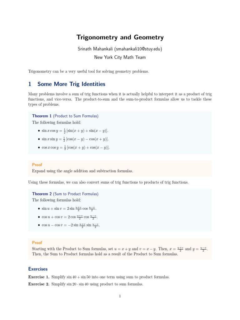 Solving Geometry Problems With Trigonometry | PDF | Triangle ...