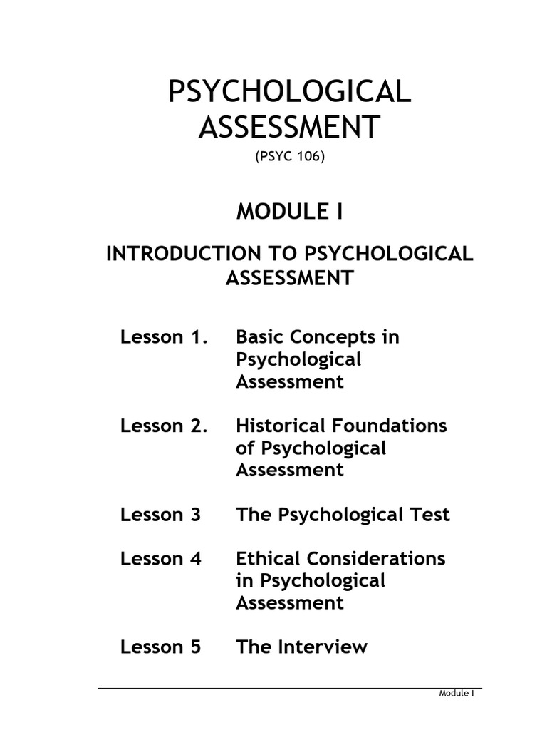 Psychological Assessment Module 1 Final Edited | PDF | Psychology ...