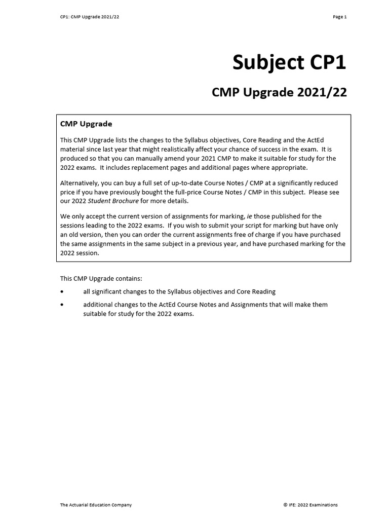 CP1 CMP Upgrade 2022 | PDF | Option (Finance) | Financial Risk