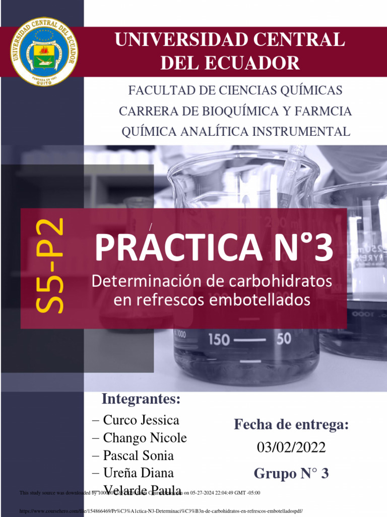 PR Ctica N 3. Determinaci N de Carbohidratos en Refrescos Embotellados PDF | PDF | Ciencia y ...