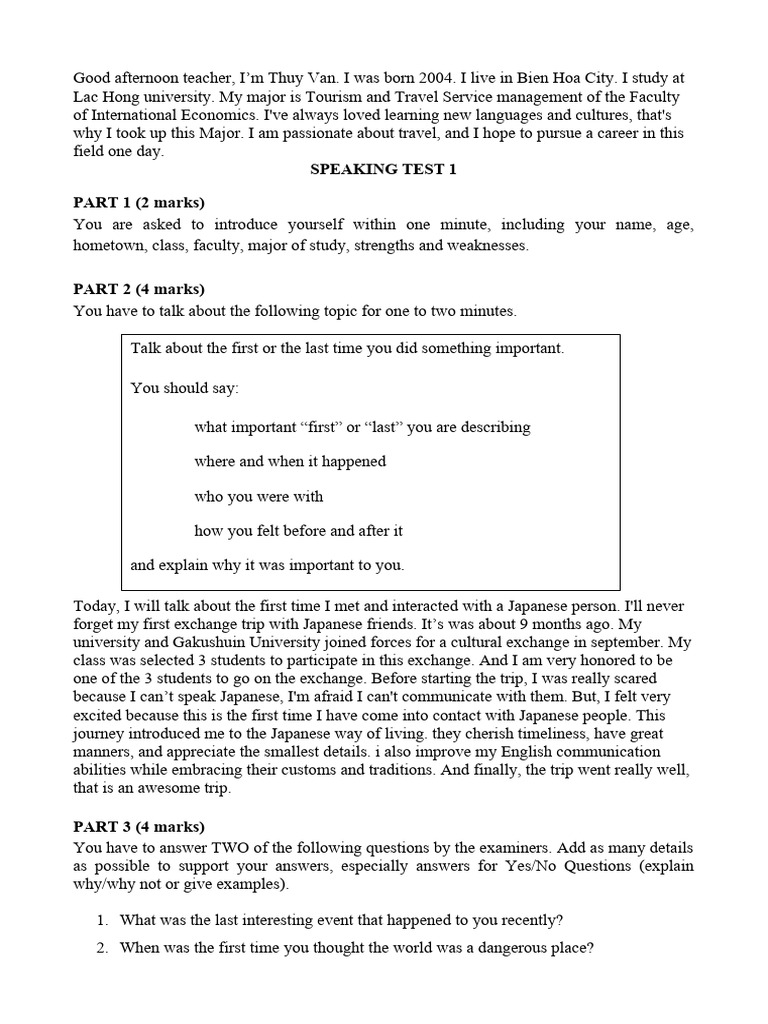 topics-for-final-speaking-test | PDF | Fashion | Christmas