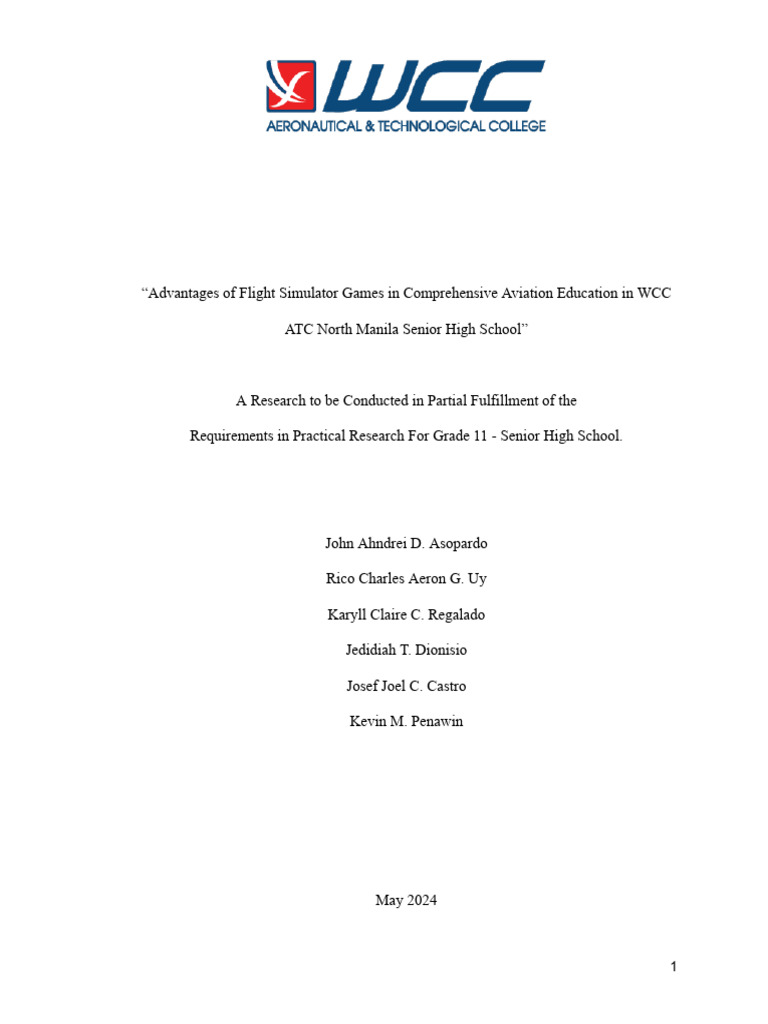 Advantages of Flight Simulator Games in Comprehensive Aviation Education in WCC ATC North Manila ...