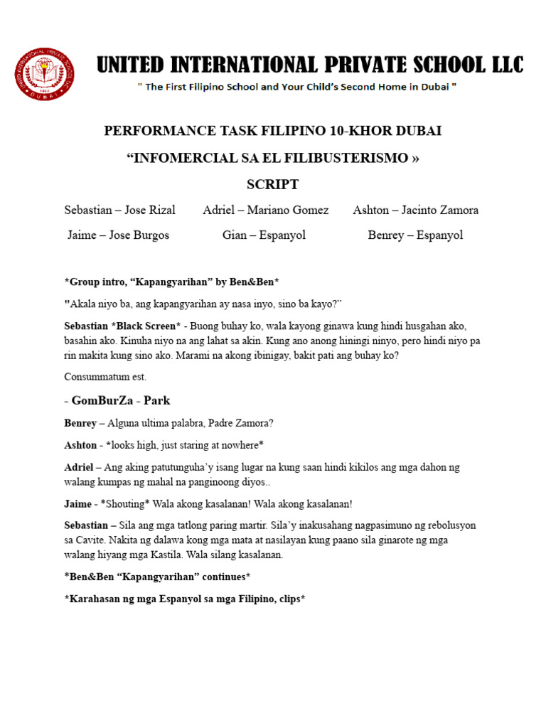 El Filibusterismo Infomercial Script | PDF