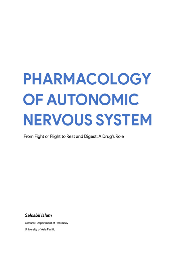 Reading Material - Autonomic Drugs | PDF | Acetylcholine | Autonomic ...