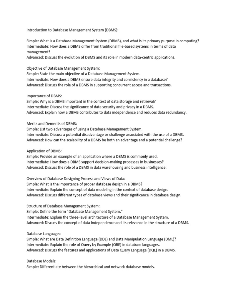Question For DBMS With Solutions | PDF | Databases | Relational Database