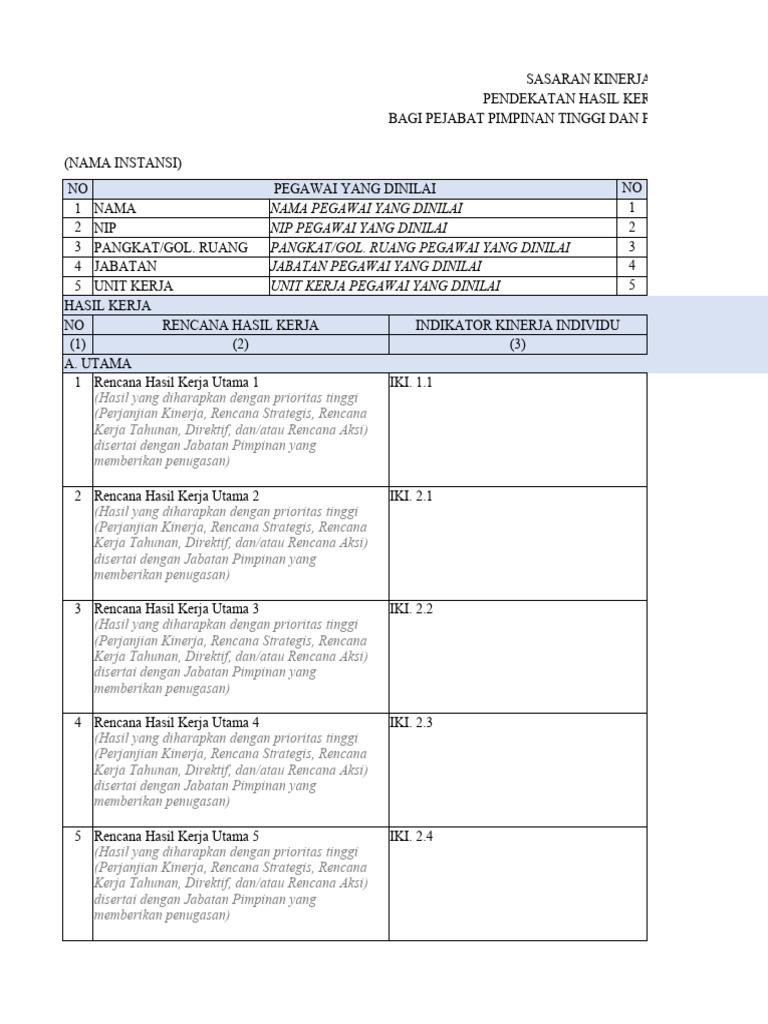 Form Kosong SKP JPT (Kuantitatif) | PDF