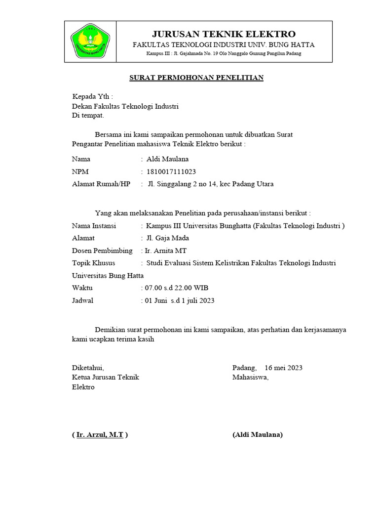 Surat Permohonan Penelitian Labor | PDF | Seni