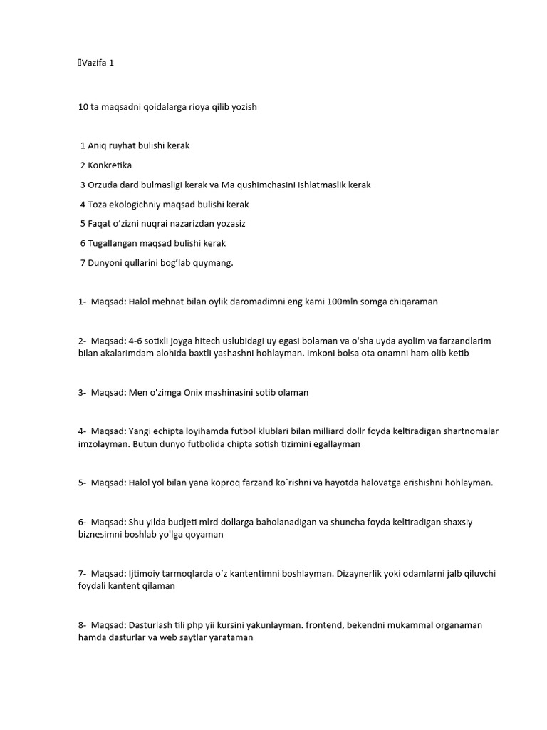 Vazifa 1 | PDF