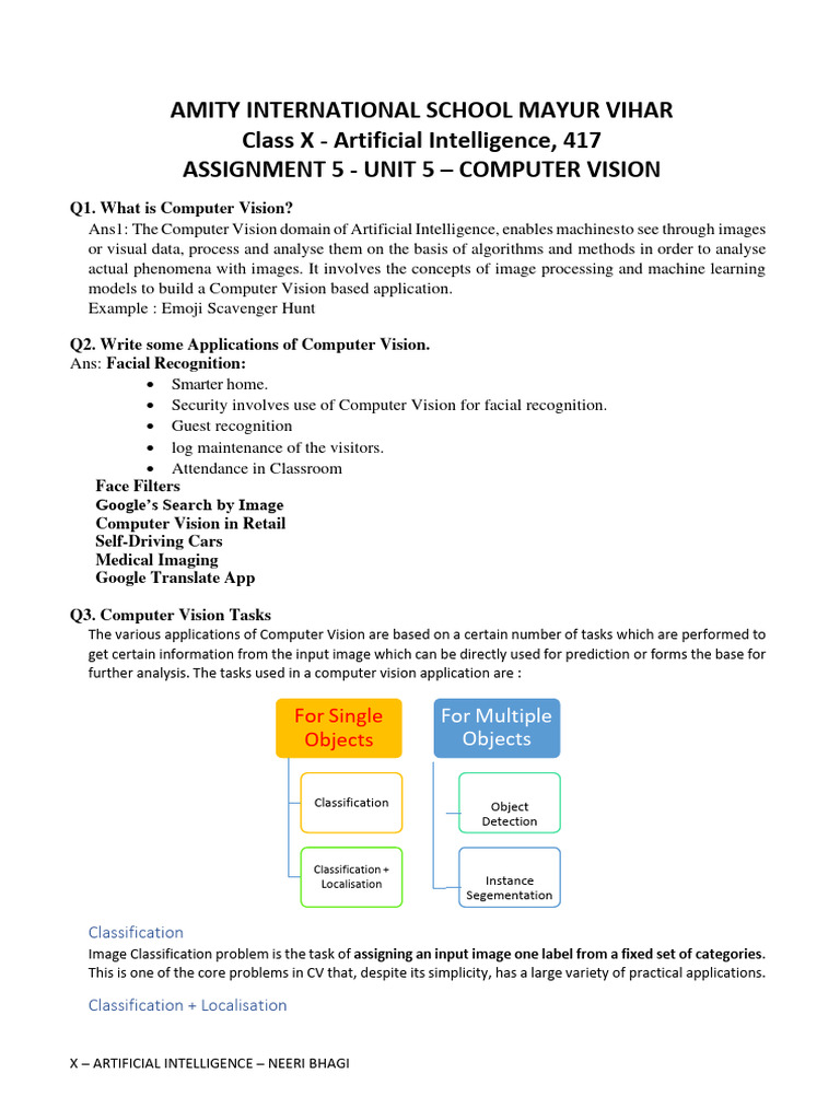 ASSIGNMENT 5 - X - AI Handout Computer Vision1 | PDF | Pixel | Computer ...