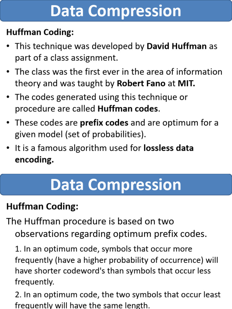 Huffman Coding for Data Compression | PDF | Code | Videotelephony