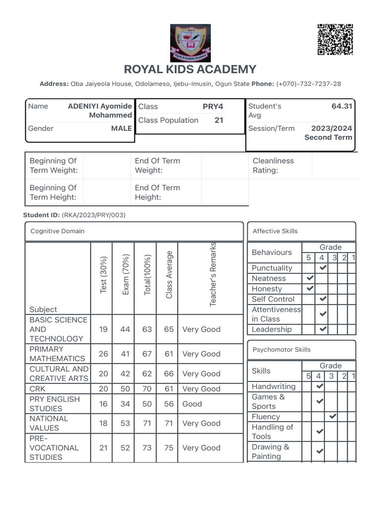 EDUTAMS - Student Reportsheet | PDF | Cognition | Cognitive Science