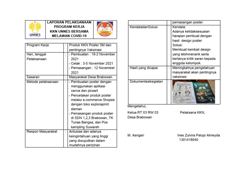 Laporan Kegiatan pemasangan poster - KKN BMC 2 | PDF