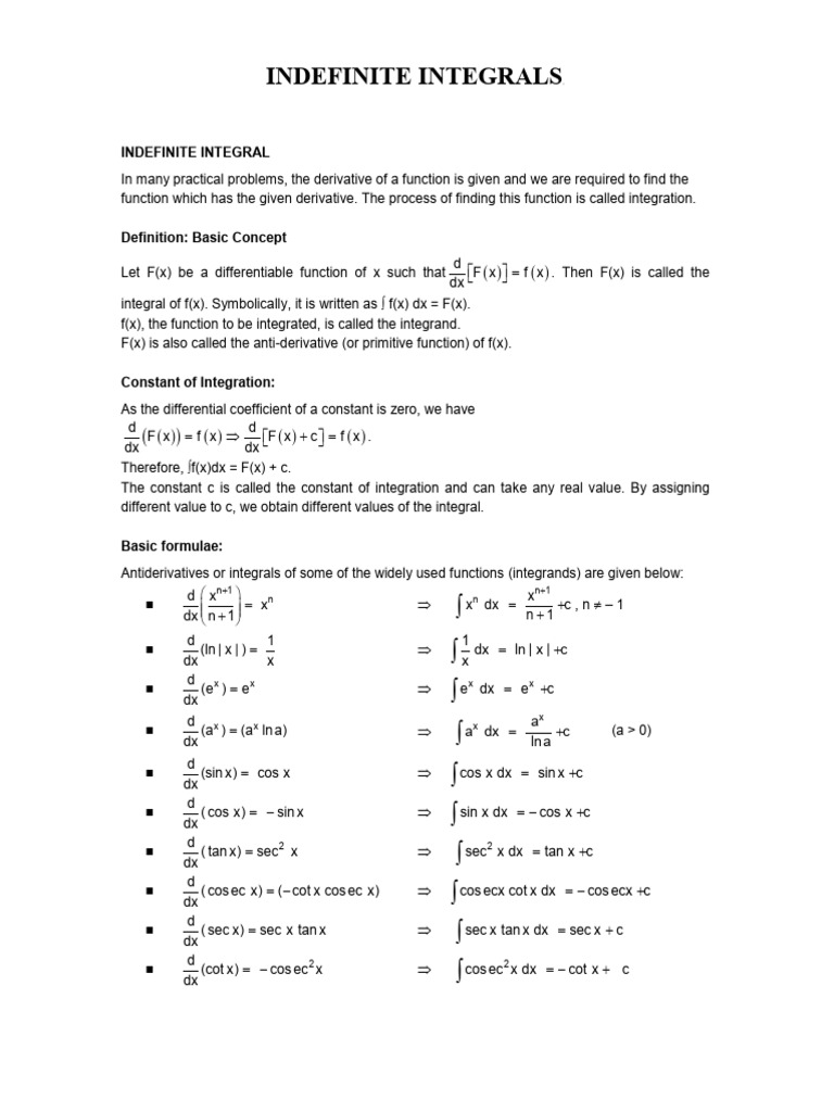 Indefinite Integral-F | PDF | Integral | Mathematical Objects