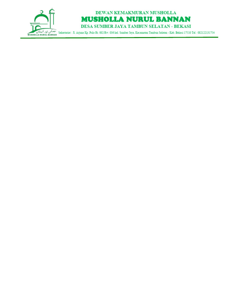 Kop Surat Mushola Nurul Banan | PDF