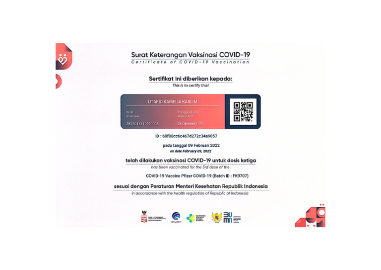 Sertif Vaksin Ke 3 | PDF
