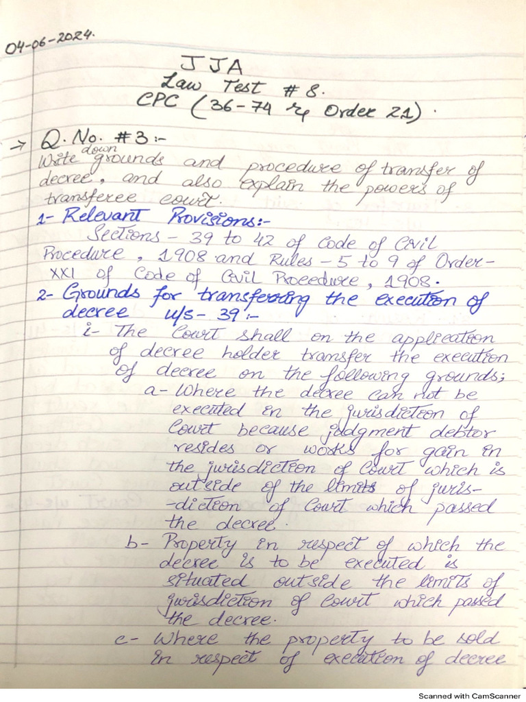 CPC Test (36-74) and Order XXI | PDF