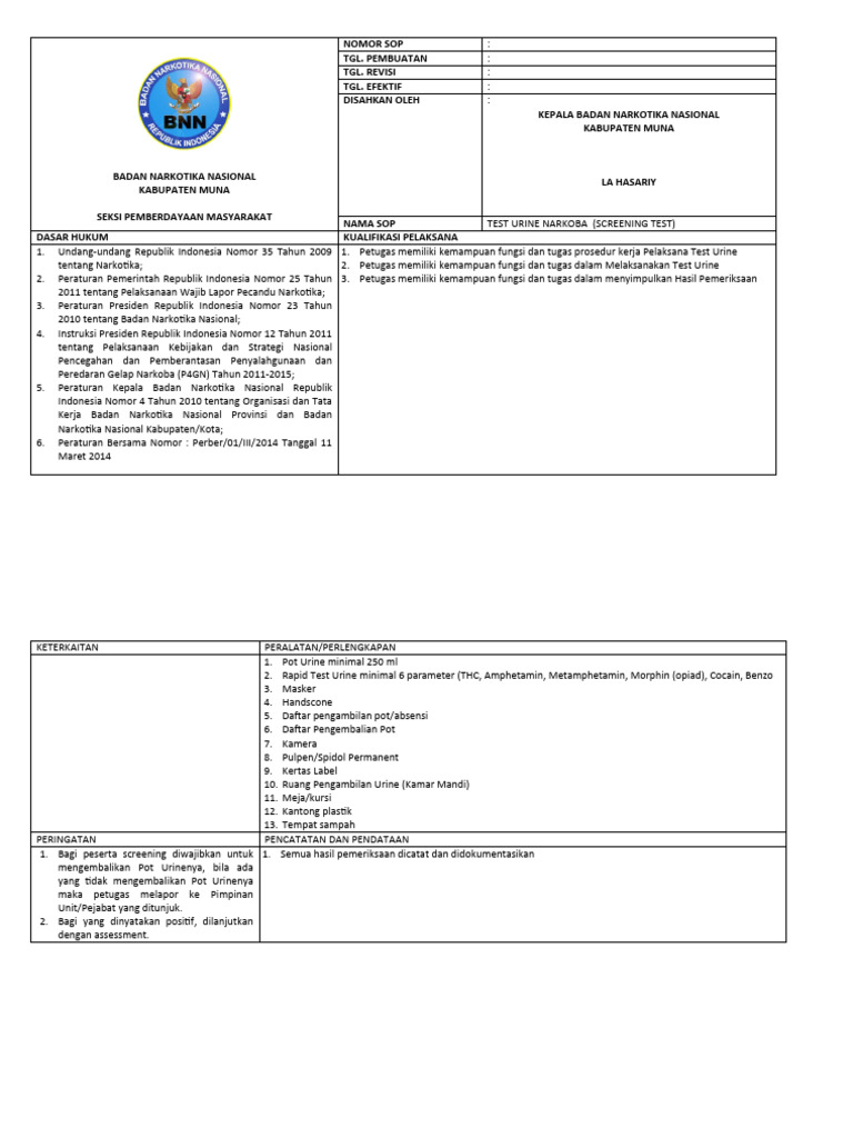 SOP Test Urine | PDF