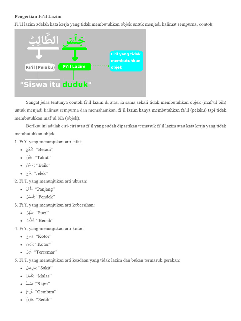 Materi Fiil Mutaadi Dan Lazim | PDF