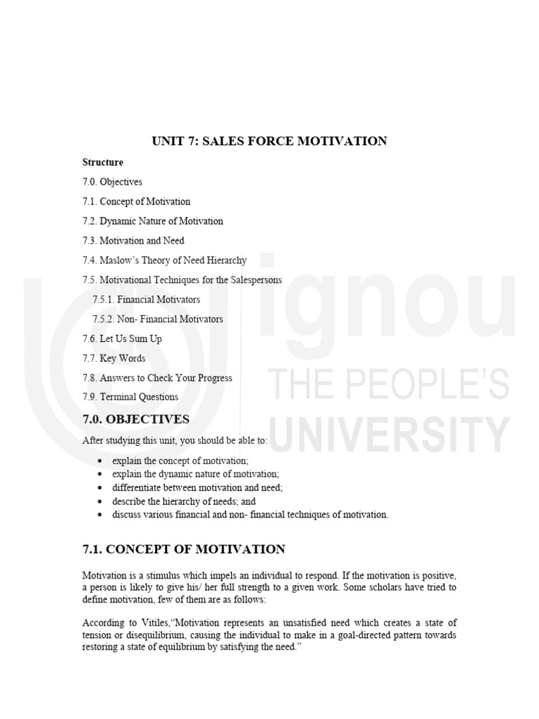 Sales Force Motivation | PDF | Motivation | Motivational