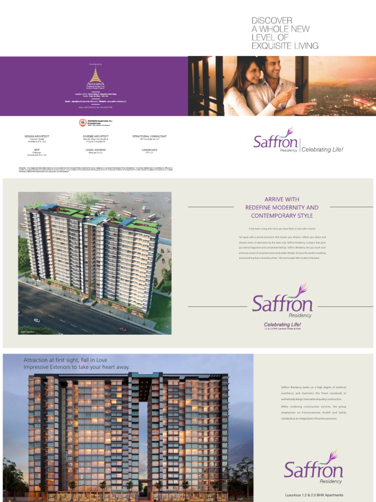 Ayodhya Construction Co Saffron Residency Phase 1 Brochure | PDF