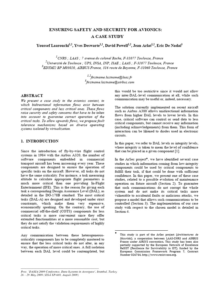 Ensuring Safety and Security For Avionics - A Case Study | PDF | Kernel (Operating System ...