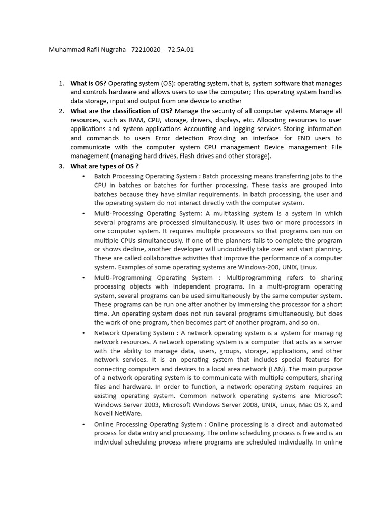Overview of Operating Systems and Software | PDF | Operating System ...