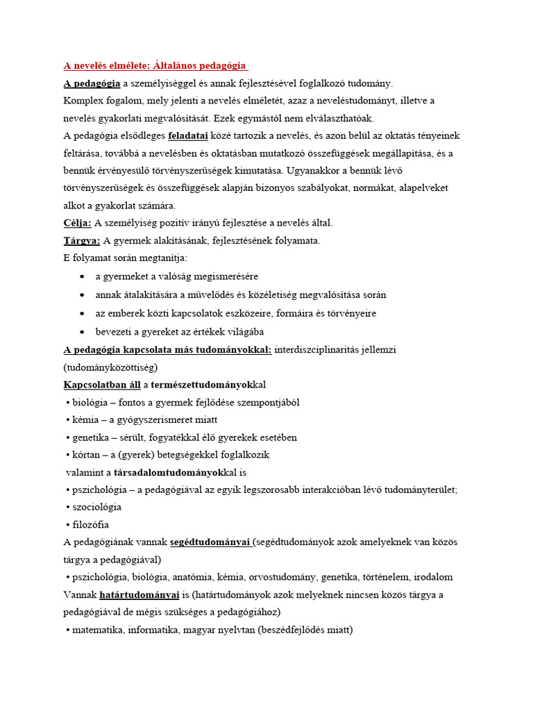 Emelt Szintű Érettségi Szóbeli Témakörök Kidolgozva - Pedagógiai ...