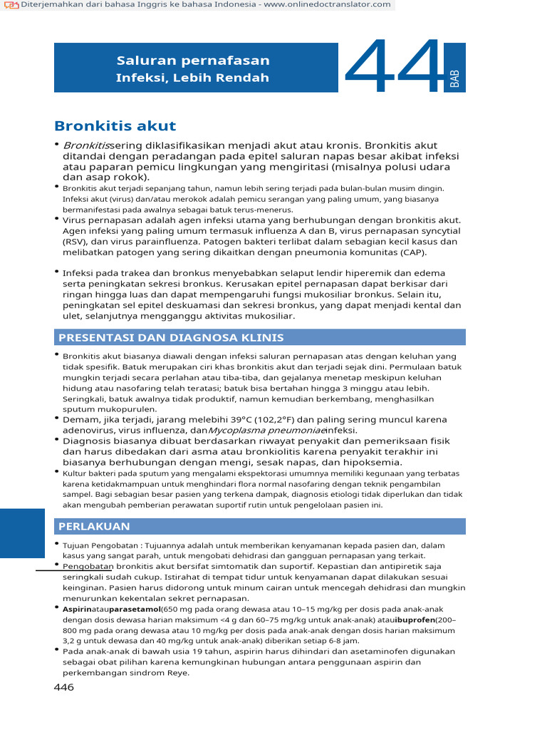 Pharmacotherapy Handbook 2023 DiPiro Transate Bronkitis | PDF | Sains & Matematika