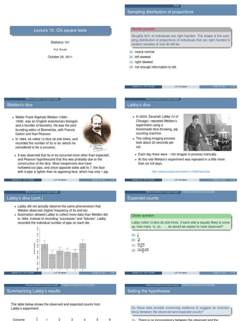 Chi Square Tests Handout Pdf Statistical Hypothesis Testing Chi Squared Test