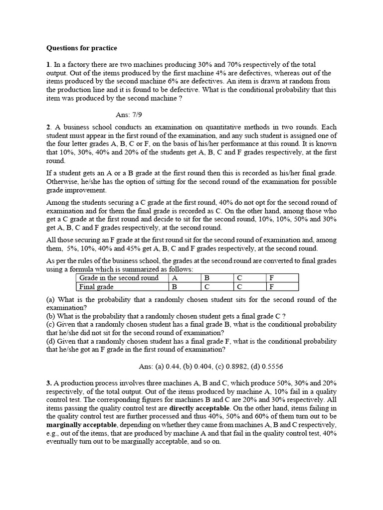 Questions for Practice | PDF | Sequence | Probability