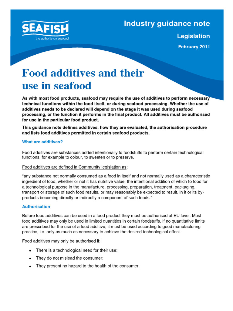 Food Additives and Their Use in Seafood | PDF | Vitamin C | Chemistry
