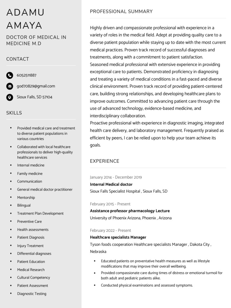Adamu Amaya Resume PDF | PDF | Medicine | Health Care