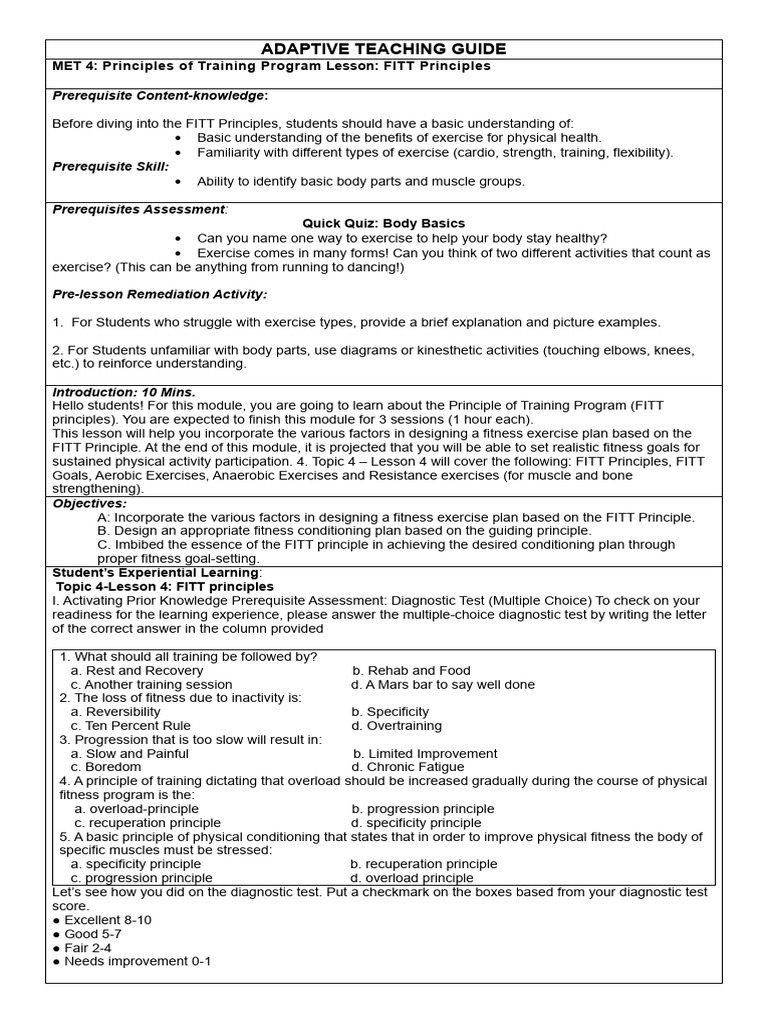 Adaptive Teaching Guide | PDF | Physical Fitness | Aerobic Exercise