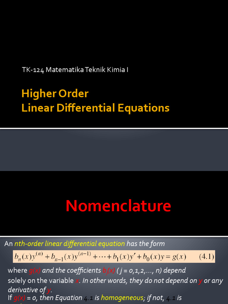 3-Nth Order Linear ODE | PDF | Ordinary Differential Equation | Equations