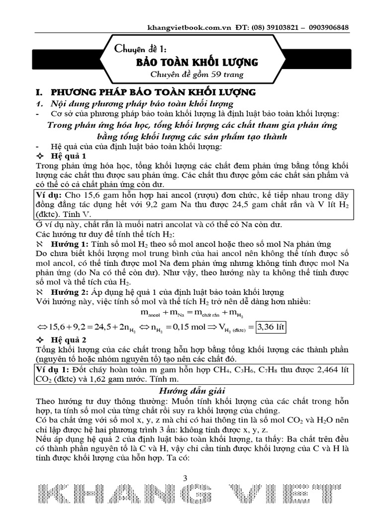 Phuong Phap Bao Toan Khoi Luong Giai Nhanh Bai Tap Hoa Hoc THPT | PDF
