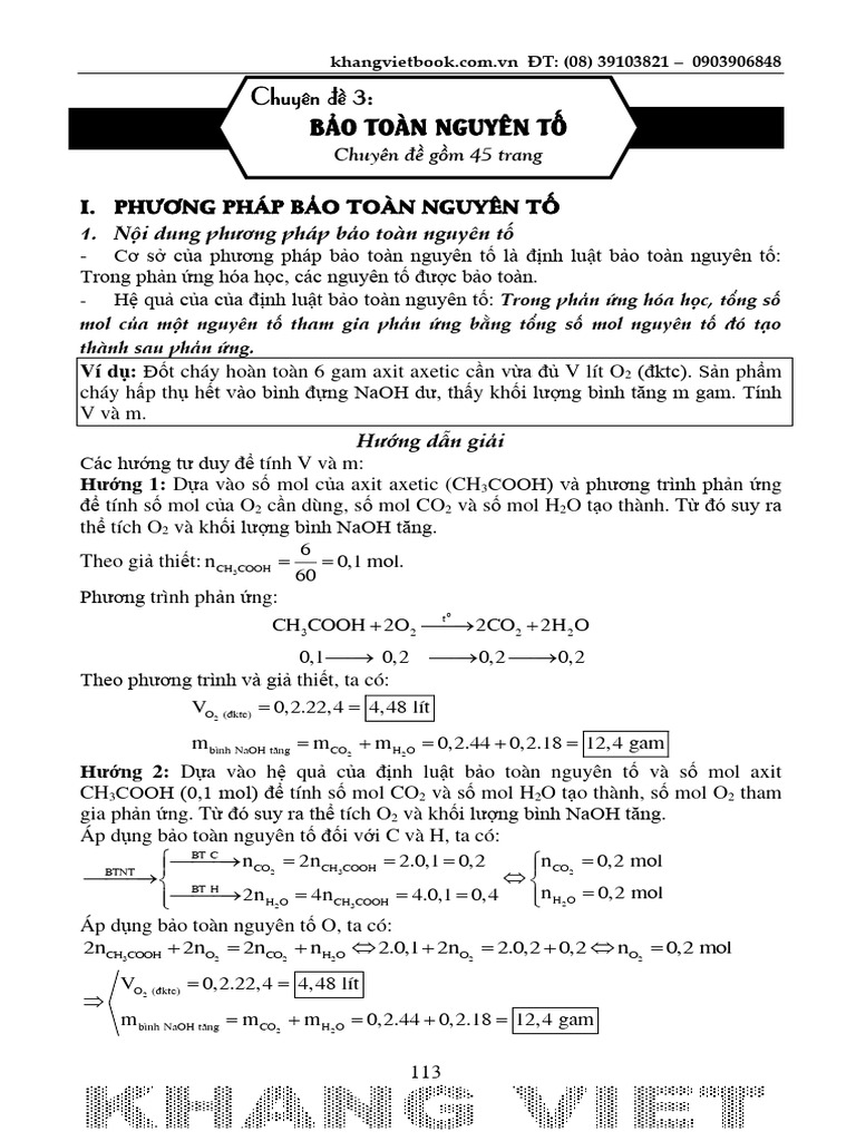 Phuong Phap Bao Toan Nguyen To Giai Nhanh Bai Tap Hoa Hoc THPT | PDF
