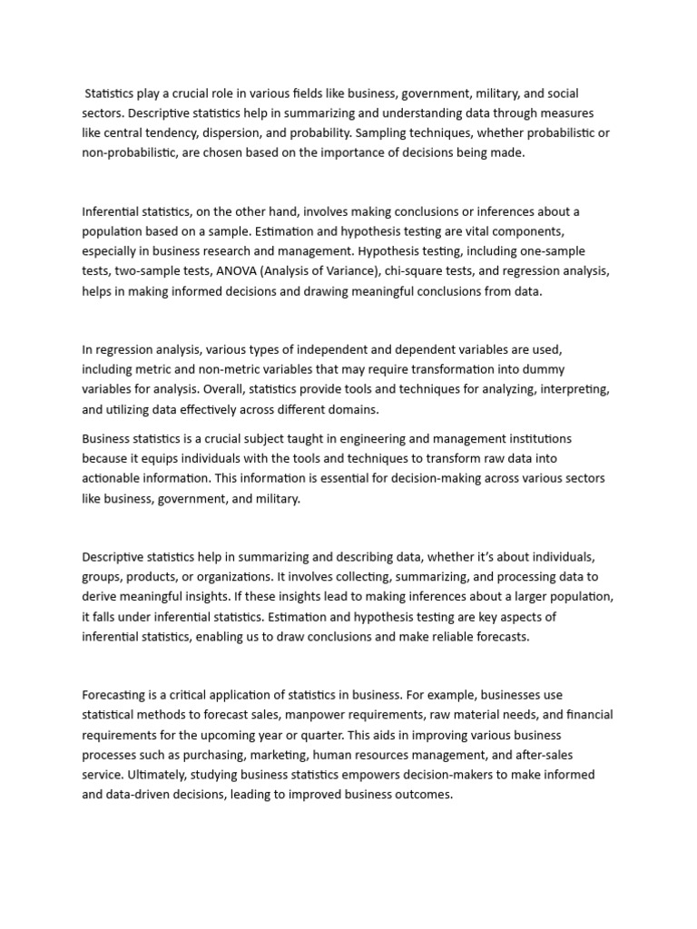 statistical analysis for decisions | Download Free PDF | Regression Analysis | Forecasting