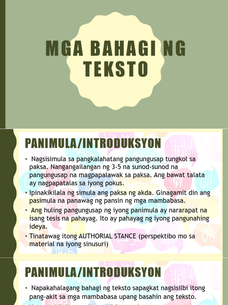 3midtermsmga Bahagi Ng Teksto | PDF