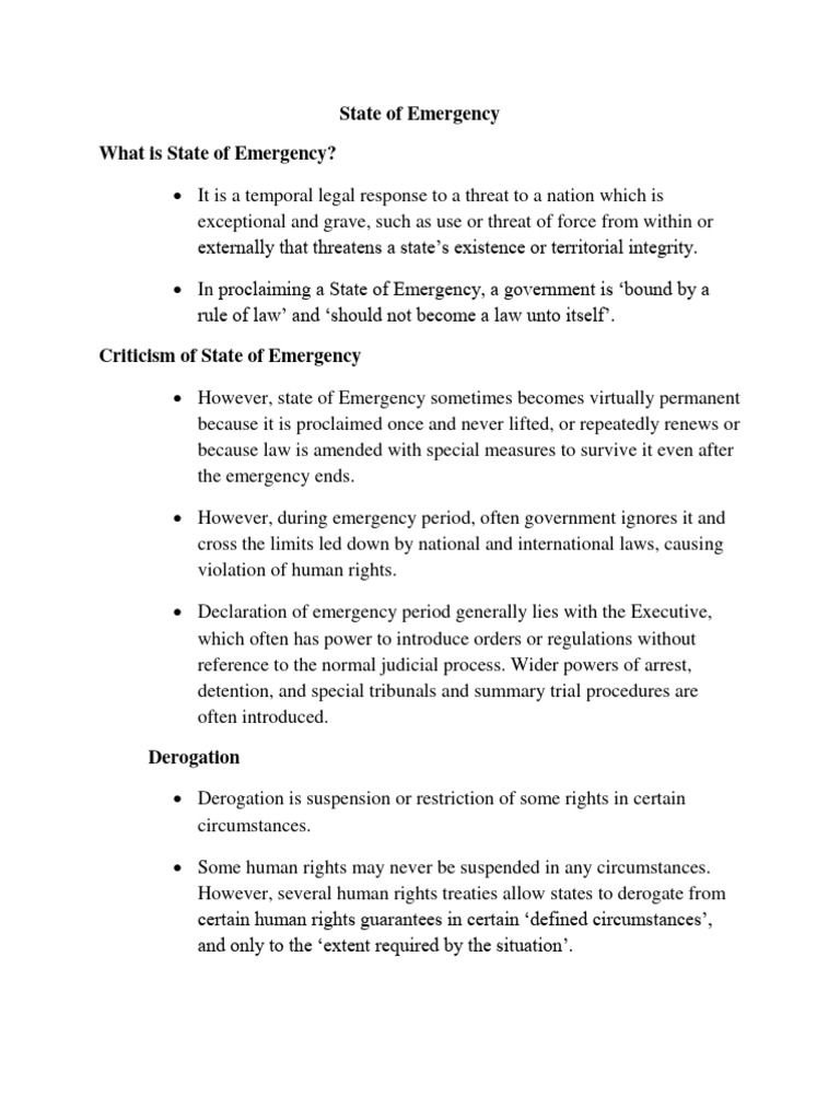 Chapter 6 State of Emergency | PDF | State Of Emergency | Right To A ...