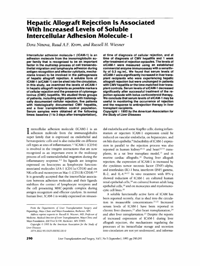 Liver Transplantation and Surgery - September 1995 - Ninova - Hepatic ...